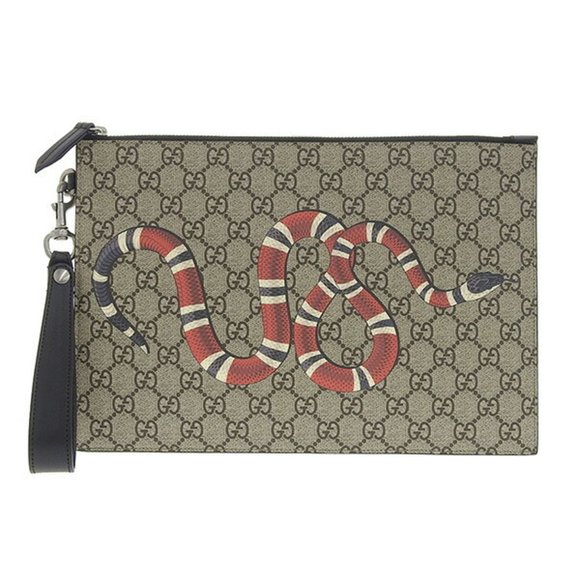 Gucci | Bags | Gucci Gg Supreme Kingsnake Clutch Bag Second Beige Black ...